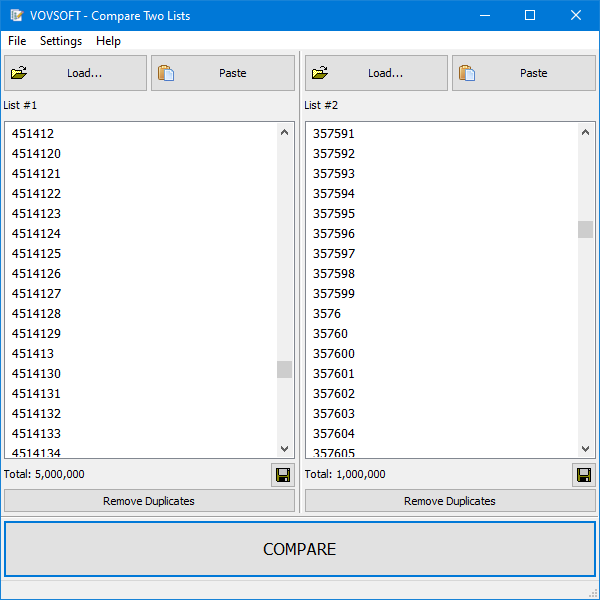 Compare Two Lists For Pc Shows Differences Between 2 Lists Vovsoft