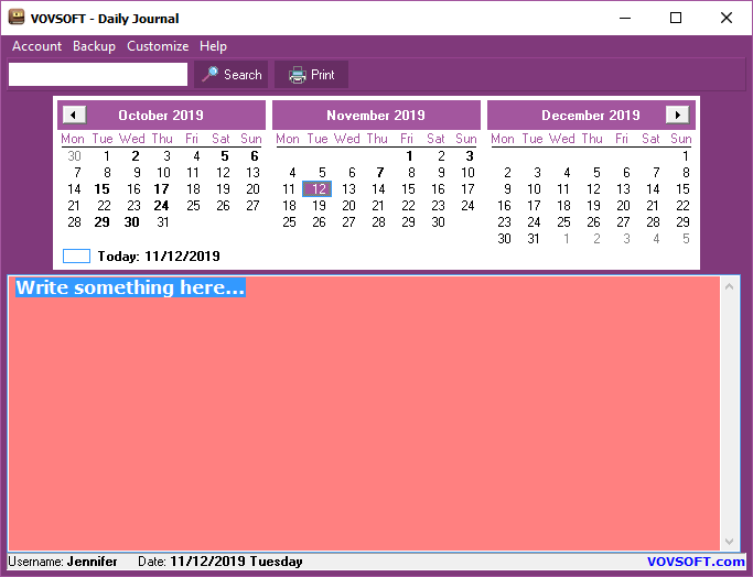 Daily Journal For PC Offline Diary Software Vovsoft Daily Journal For PC Offline Diary Software Vovsoft